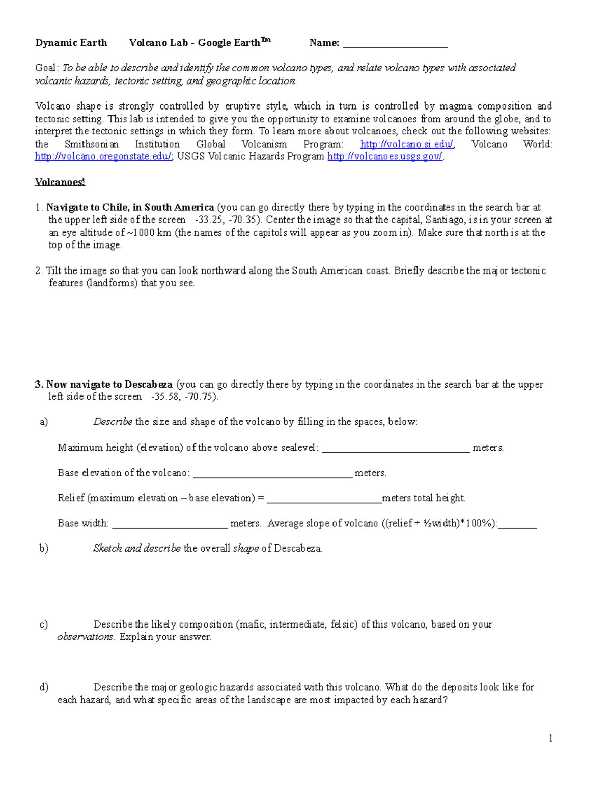 Volcano lab google earth volcano lab - Studocu
