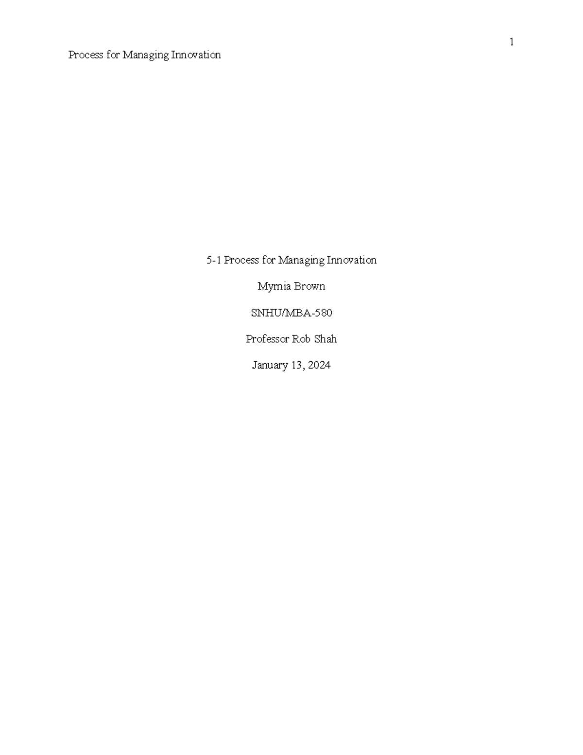 5 1 Process for Managing Innovation - 1 Process for Managing Innovation ...