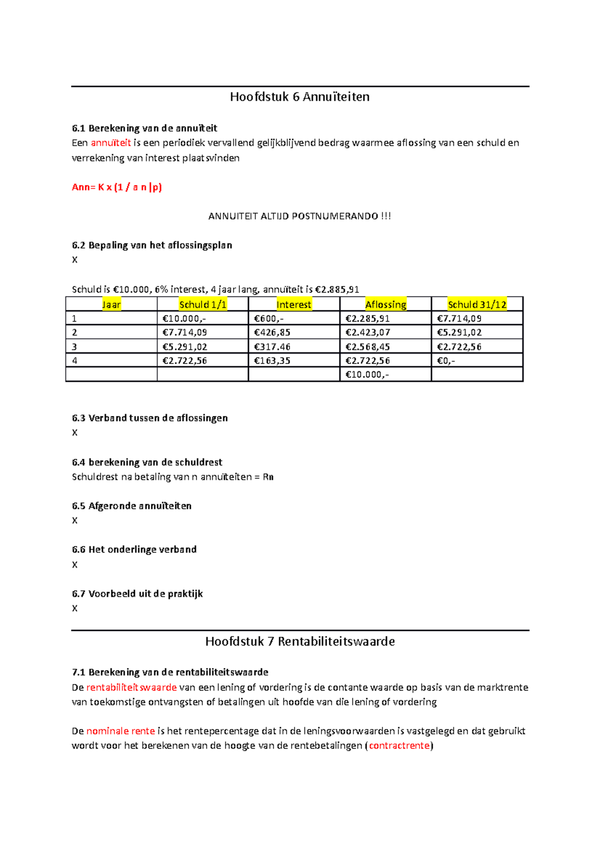 Financiële Rekenkunde h6-h12 - Hoofdstuk 6 Annuïteiten 6 Berekening van ...