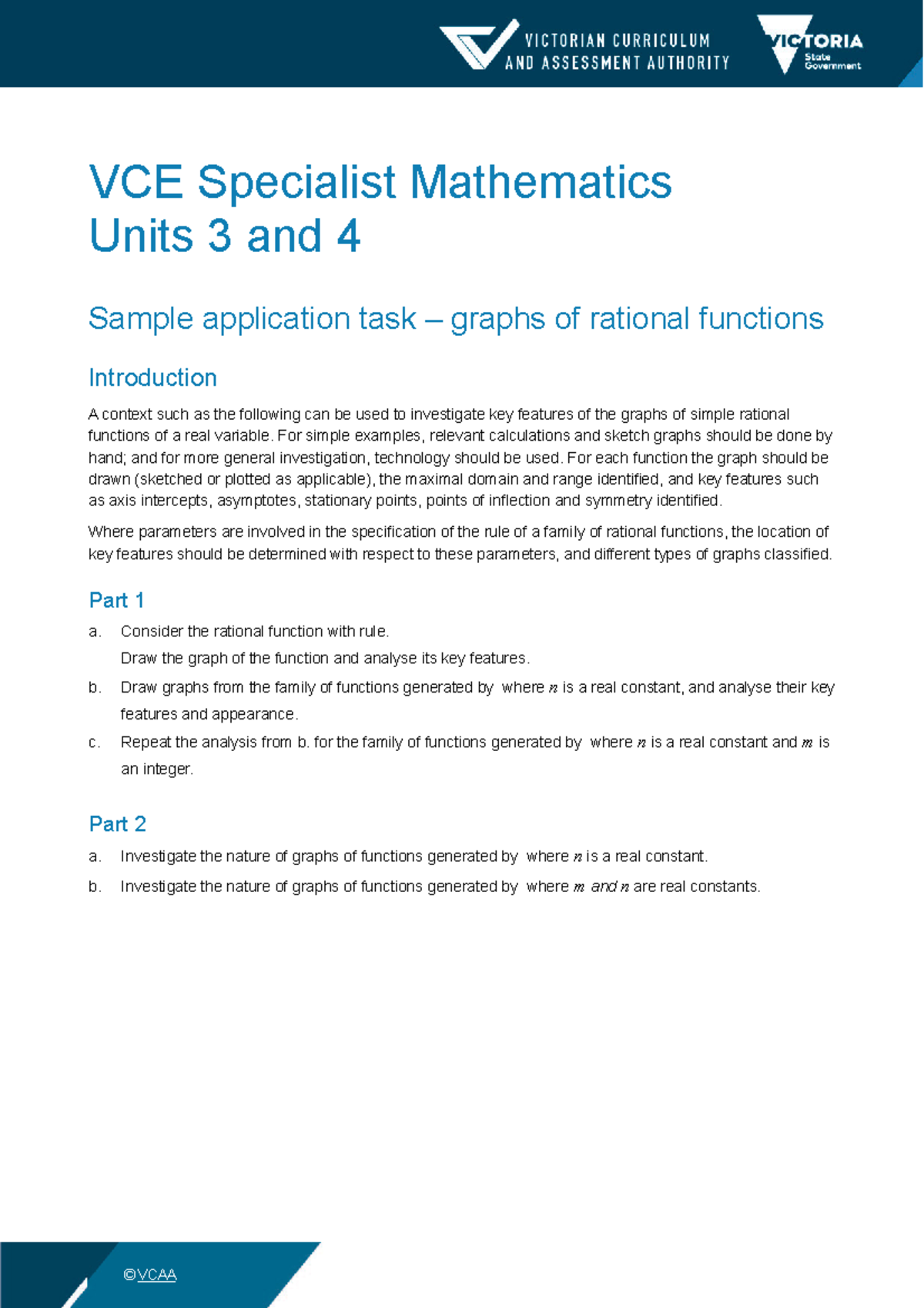 2023Specialist Mathematics U 3and4Sample Application Task Graphs Of ...