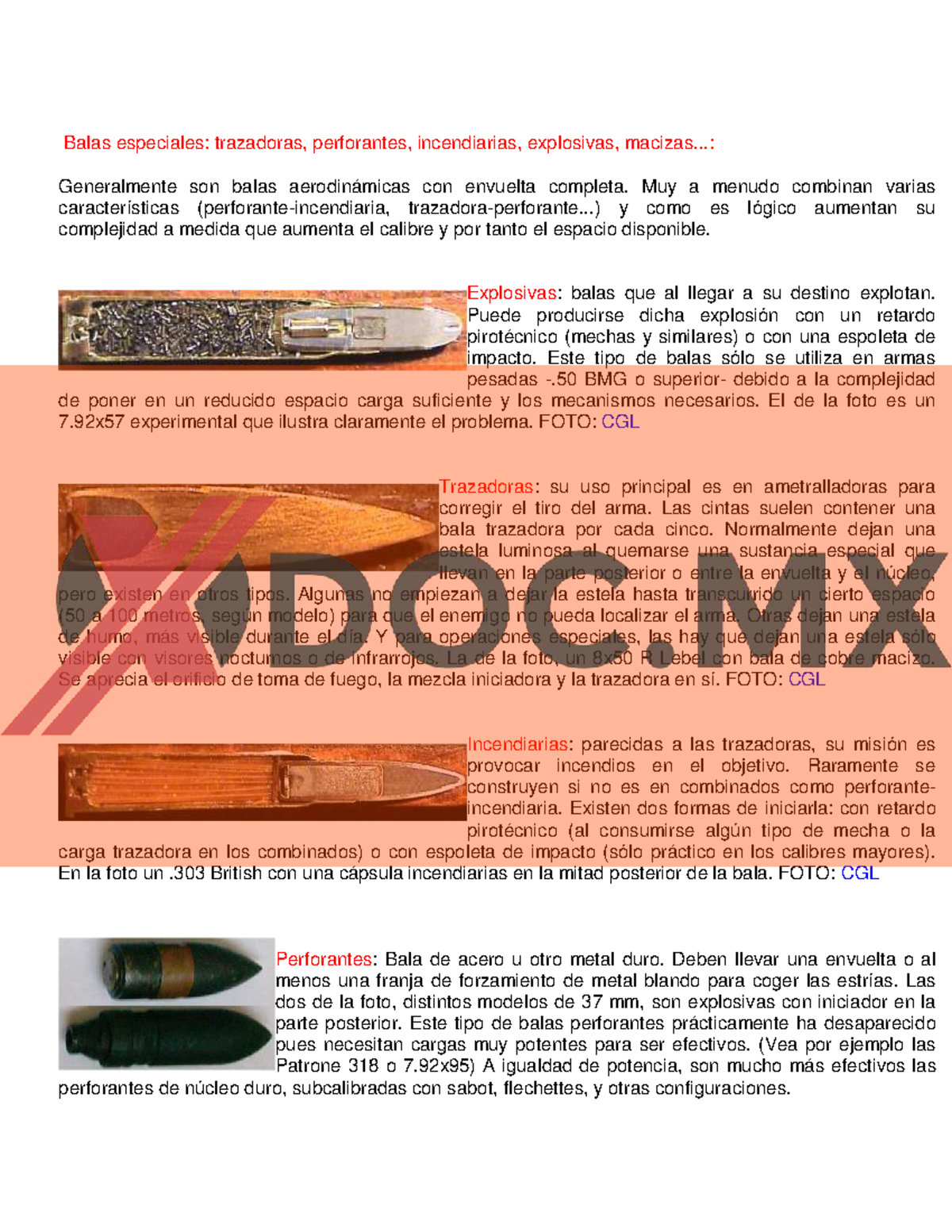 Xdoc - Tipos de balas y puntas - Balas especiales: trazadoras ...