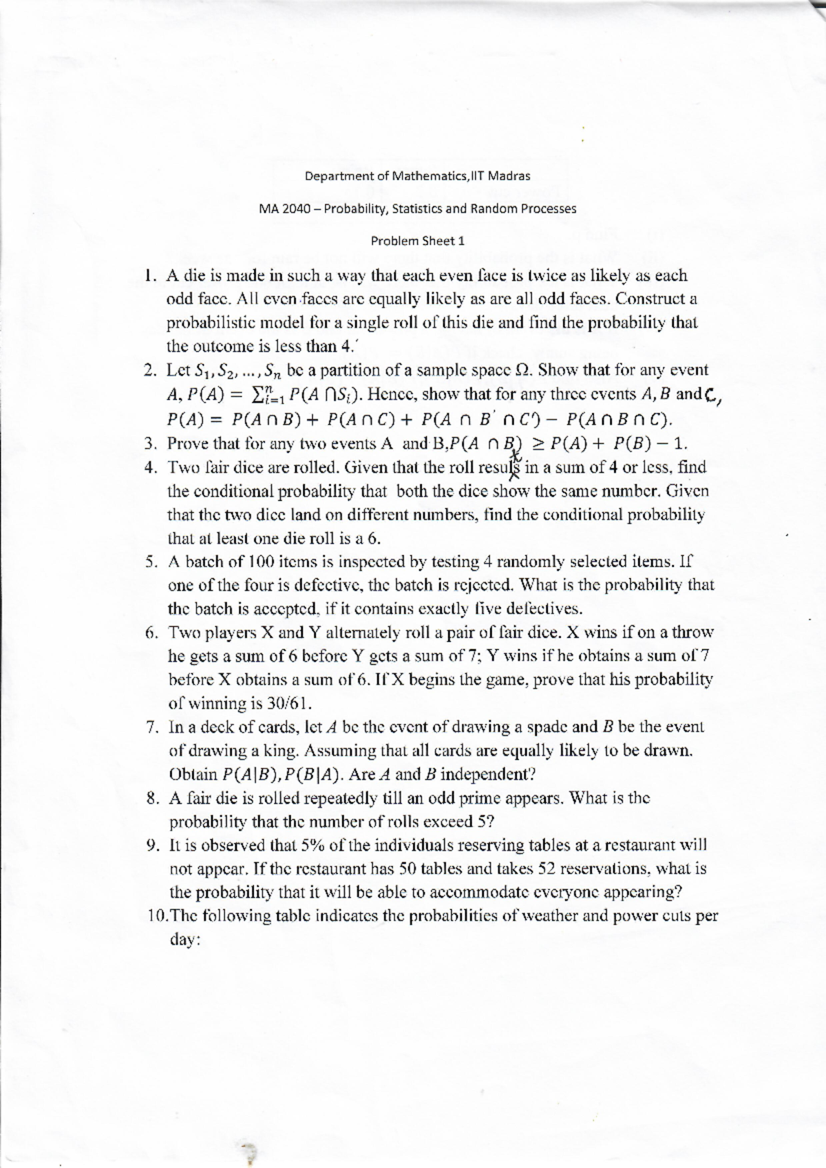 Problem-set-1 - Dimitri P. Bertsekas, John N. Tsitsiklis-Introduction ... Problem-set-1 - Dimitri P. Bertsekas, John N. Tsitsiklis-Introduction ...