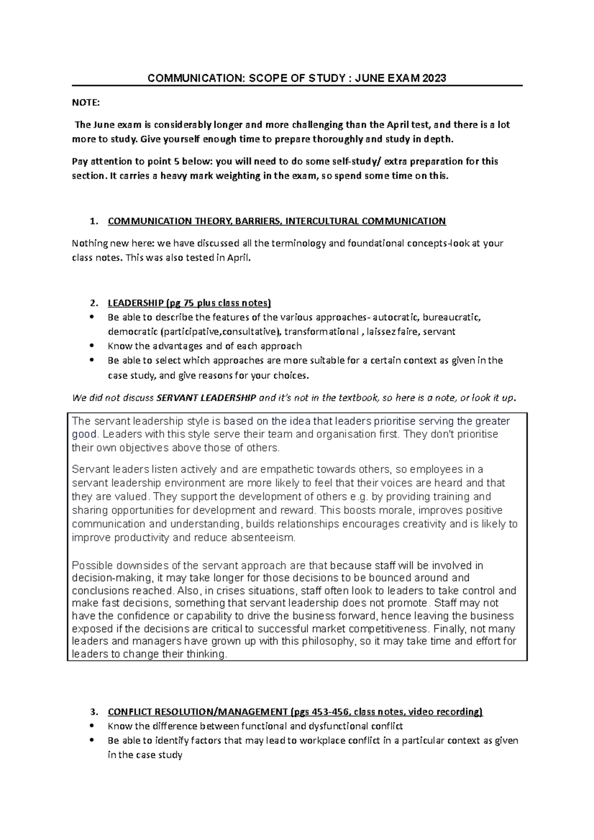 Scope of study- June 2023 - COMMUNICATION: SCOPE OF STUDY : JUNE EXAM ...