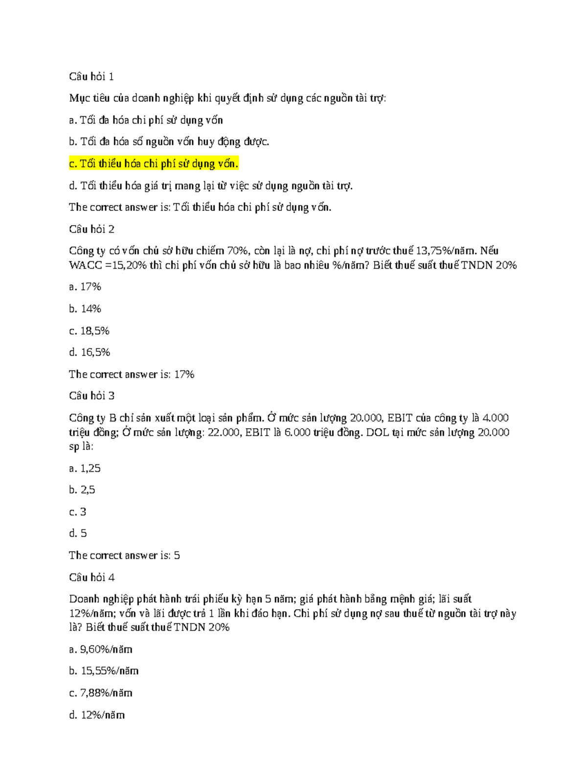 Bo-cau-hoi-trac-nghiem-tai-chinh-doanh-nghiep-truong-dai-hoc-ngan-hang-tphcm-co-dap-an - Câu hỏi ...