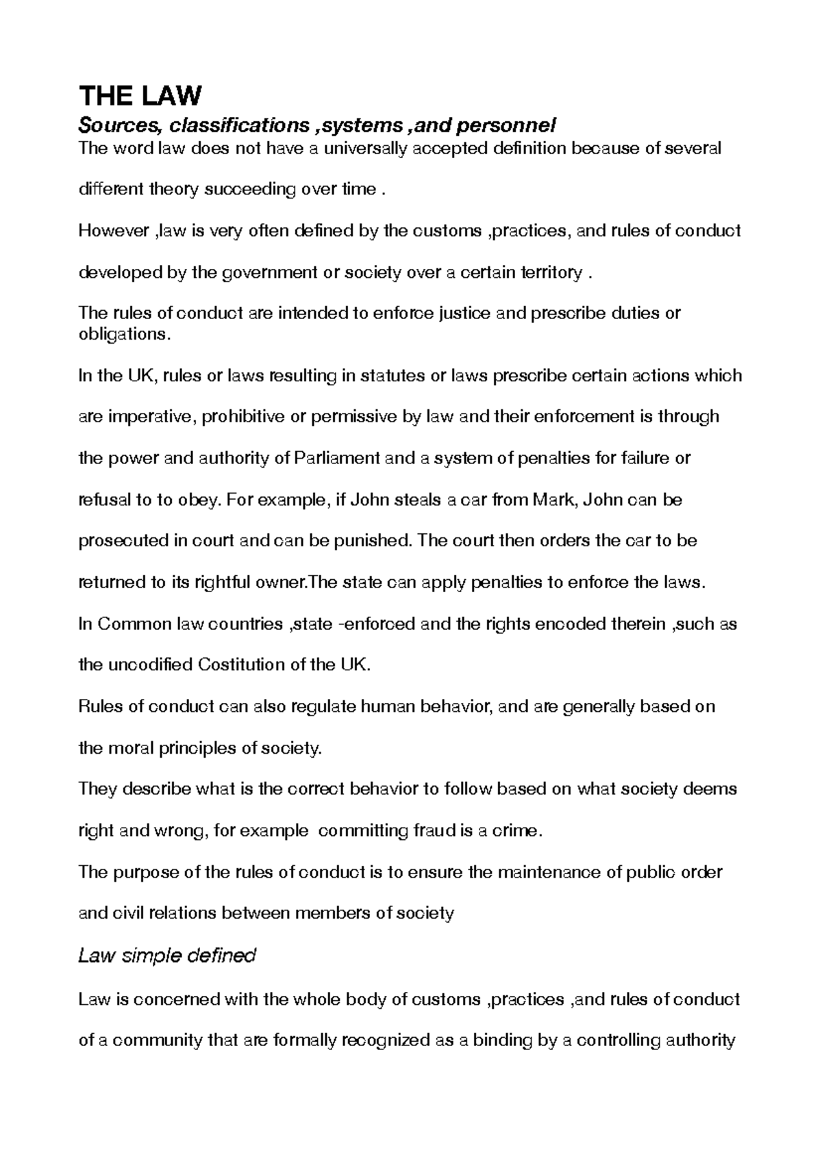 Lingua inglese -pdf - Riassunto English for law - THE LAW Sources ...