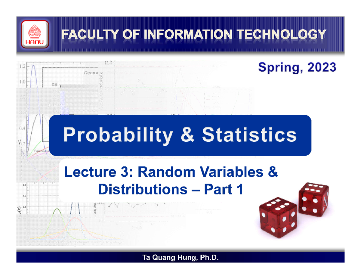 Lecture 3 Random Variable Distribution Part 1 Ta Quang Hung Ph Lecture 3 Random Variables