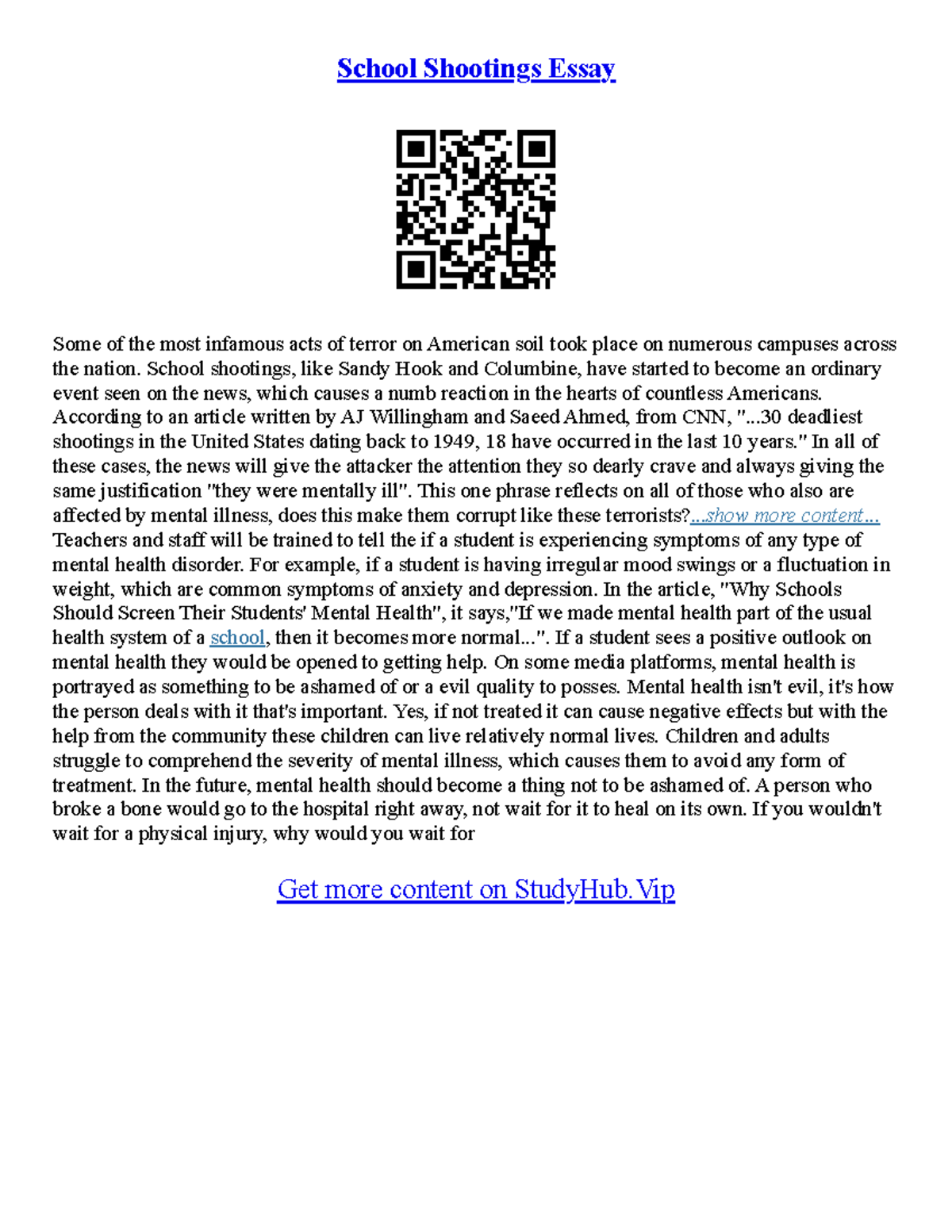 Essay On School Shootings - School Shootings Essay Some of the most ...