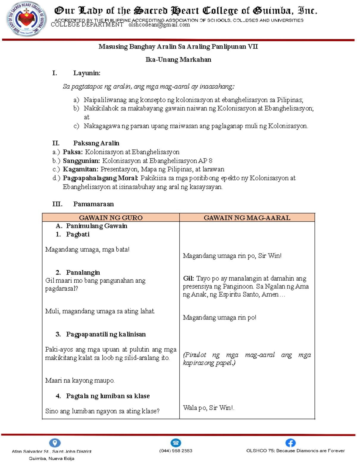 Kolonisasyon-at-Ebanghelisasyon - Masusing Banghay Aralin Sa Araling ...