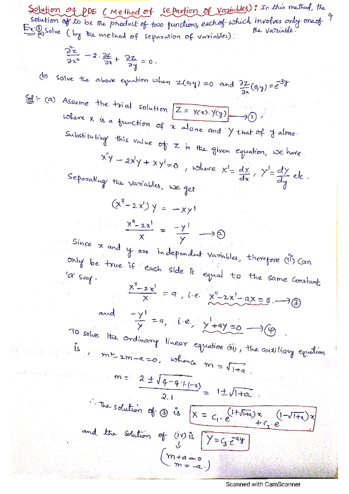 Method of separation of variables - Applicable Mathematics - Studocu