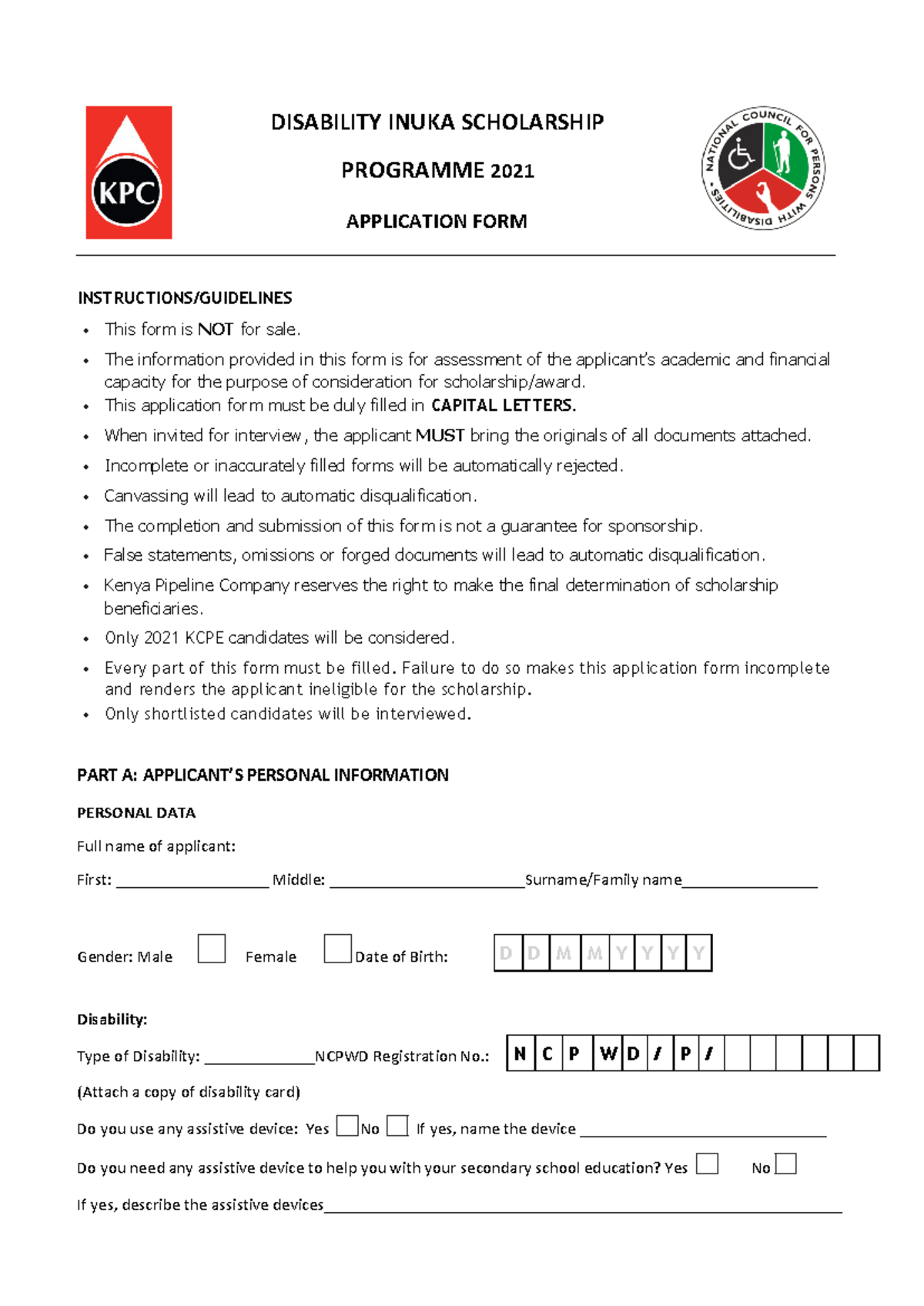 2021 Disability Inuka Scholarship Application Form - DISABILITY INUKA ...