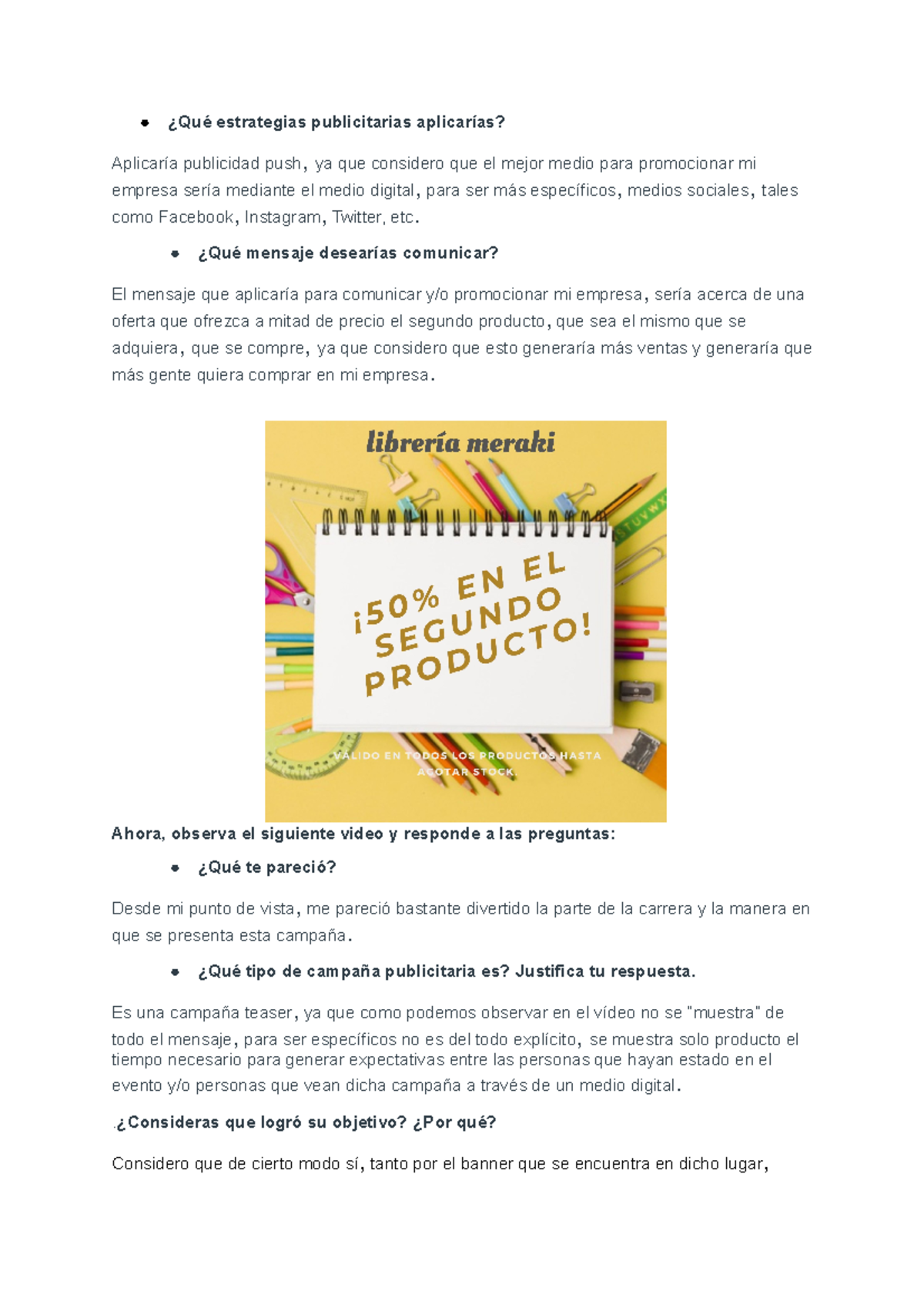 Fundamentos S11 - ¿Qué estrategias publicitarias aplicarías? Aplicaría ...