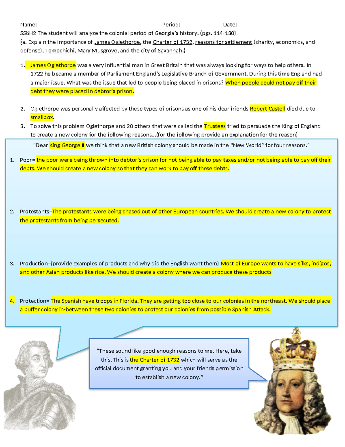Unit 3 standardsworksheet with answers - Name: Period: Date: SS8H2 The ...