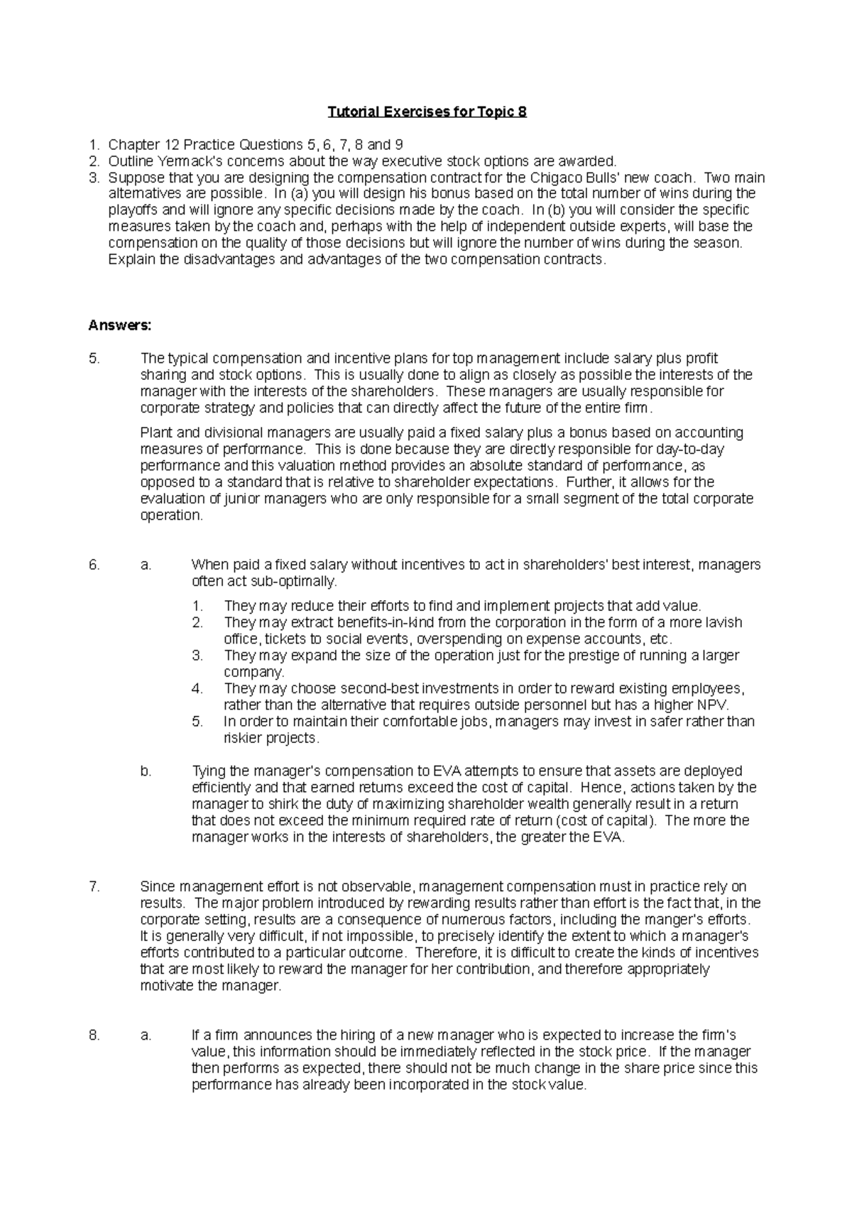 T8 - tutoiral week8 - Tutorial Exercises for Topic 8 Chapter 12 ...
