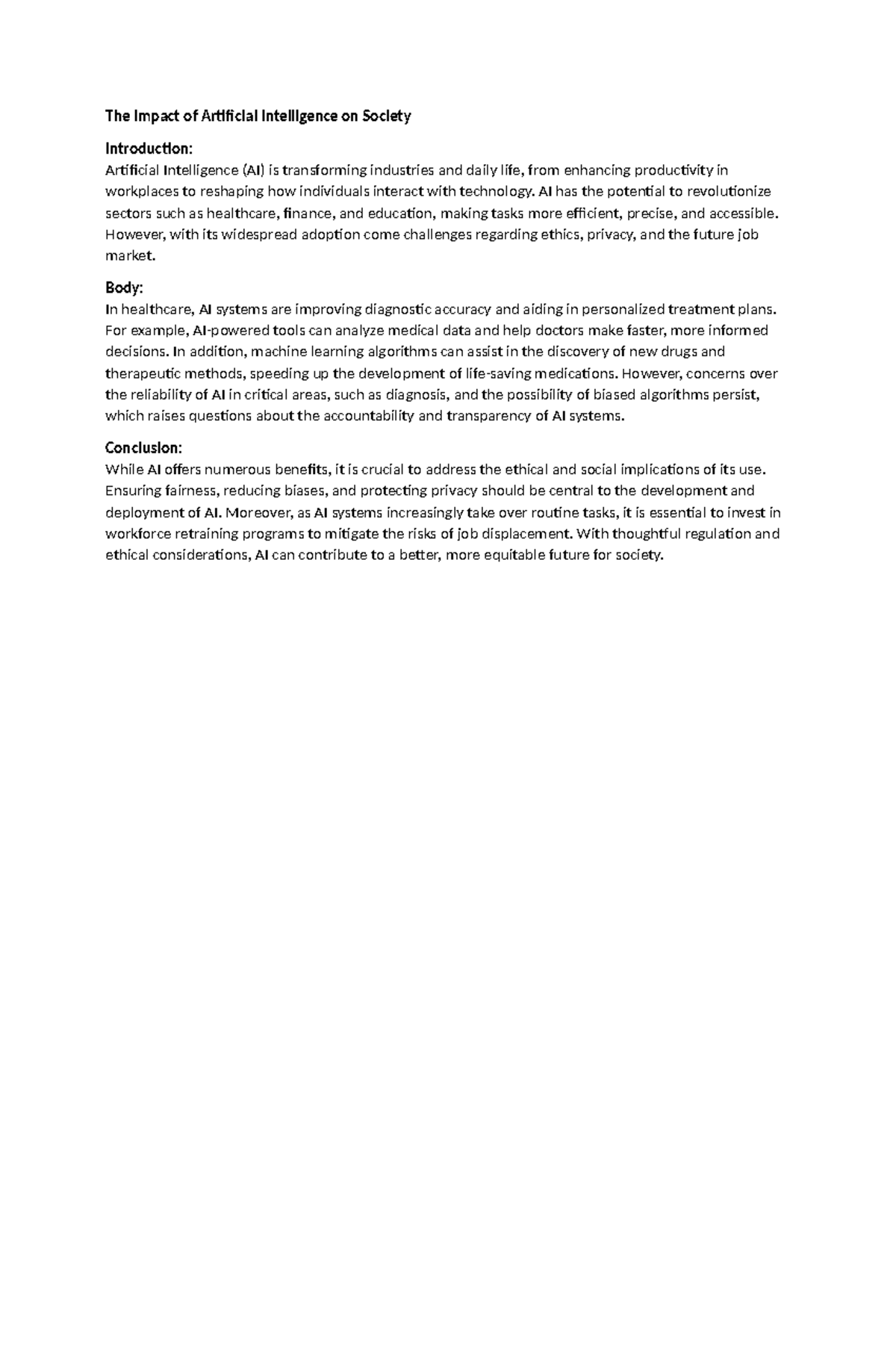 The Impact of Artificial Intelligence on Society - The Impact of ...