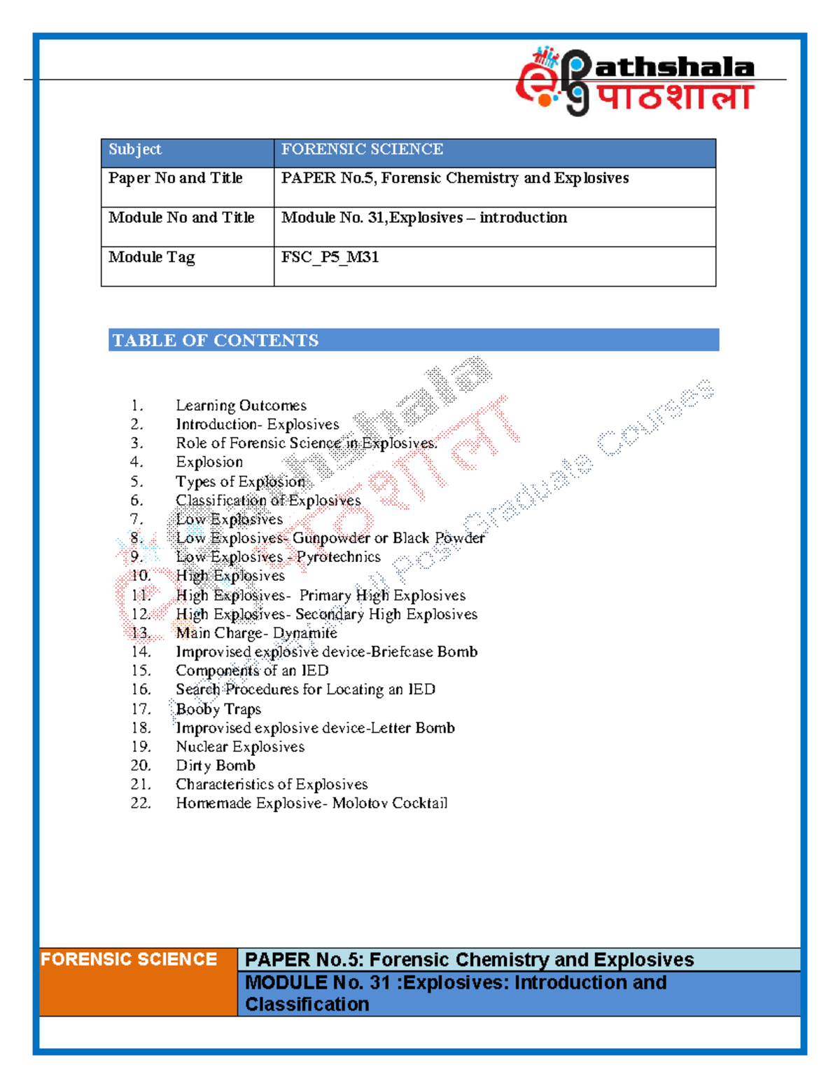 Forensic Explosives and post blast analysis - FORENSIC SCIENCE PAPER No ...