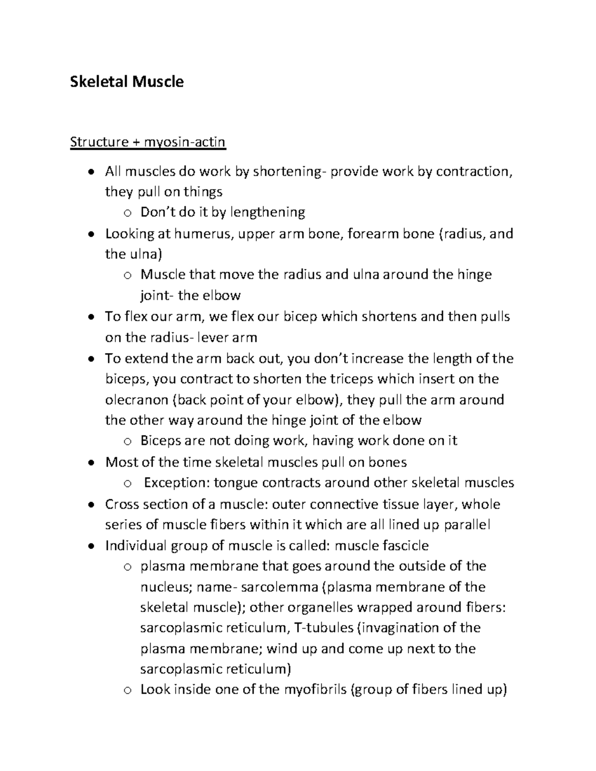 Muscle- Human Phys - Skeletal Muscle Structure + myosin-actin All ...