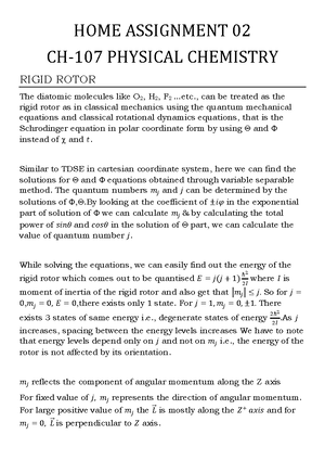 CH107 2022 Tutorial 6 Updated - CH 107 Tutorial 6 Please solve these ...