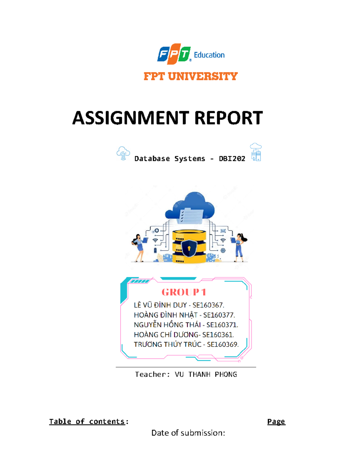 DBI202 SE1743 Group 1 Report - Database Systems - DBI Teacher: VU THANH ...