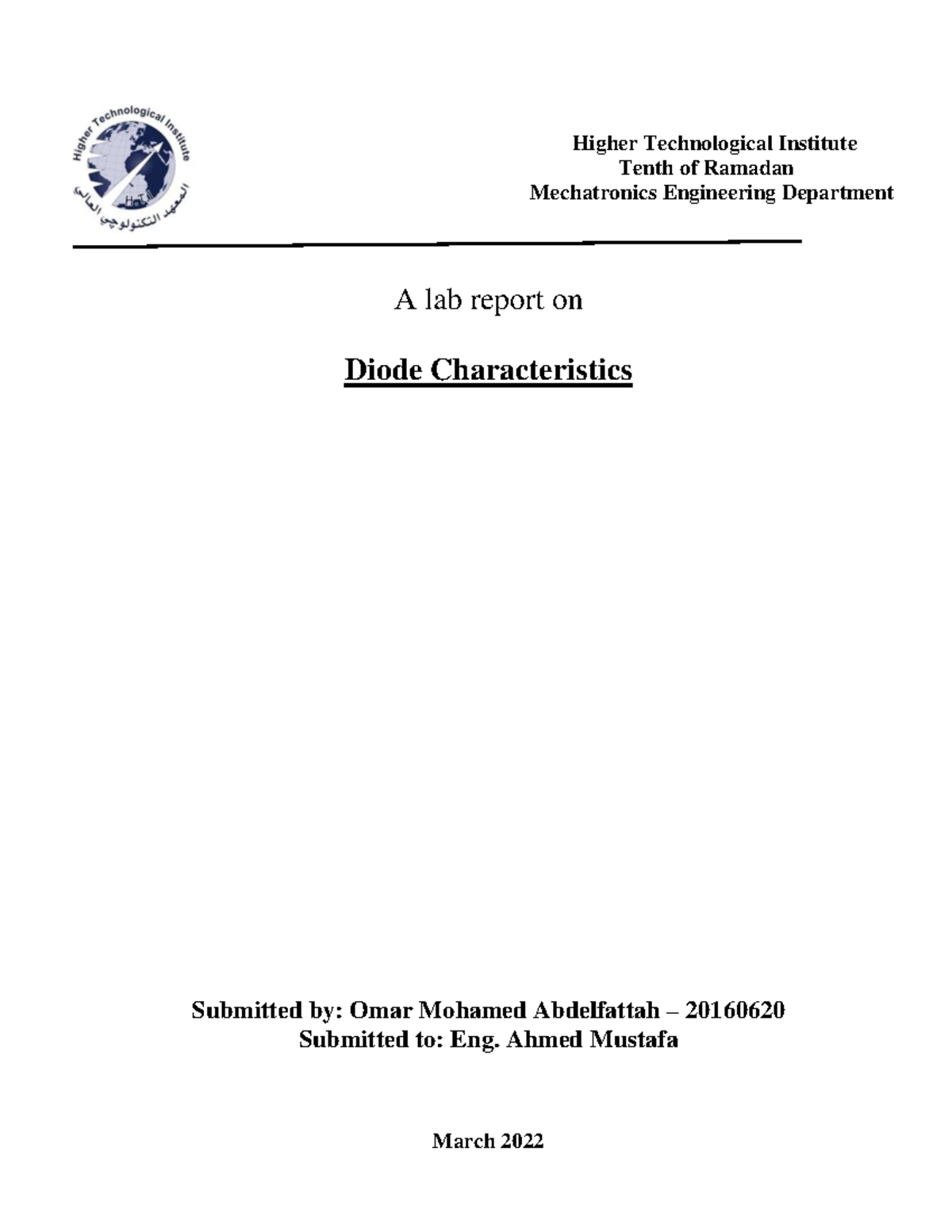 Diode Characteristics Report 2016 0620 - Electronics Lab - Studocu