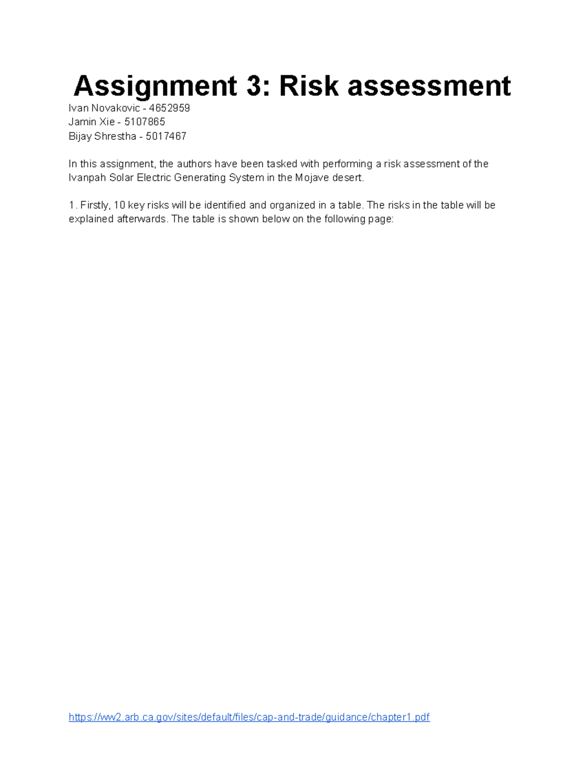 Assignment 3 Group PM 06 a - Assignment 3: Risk assessment Ivan ...