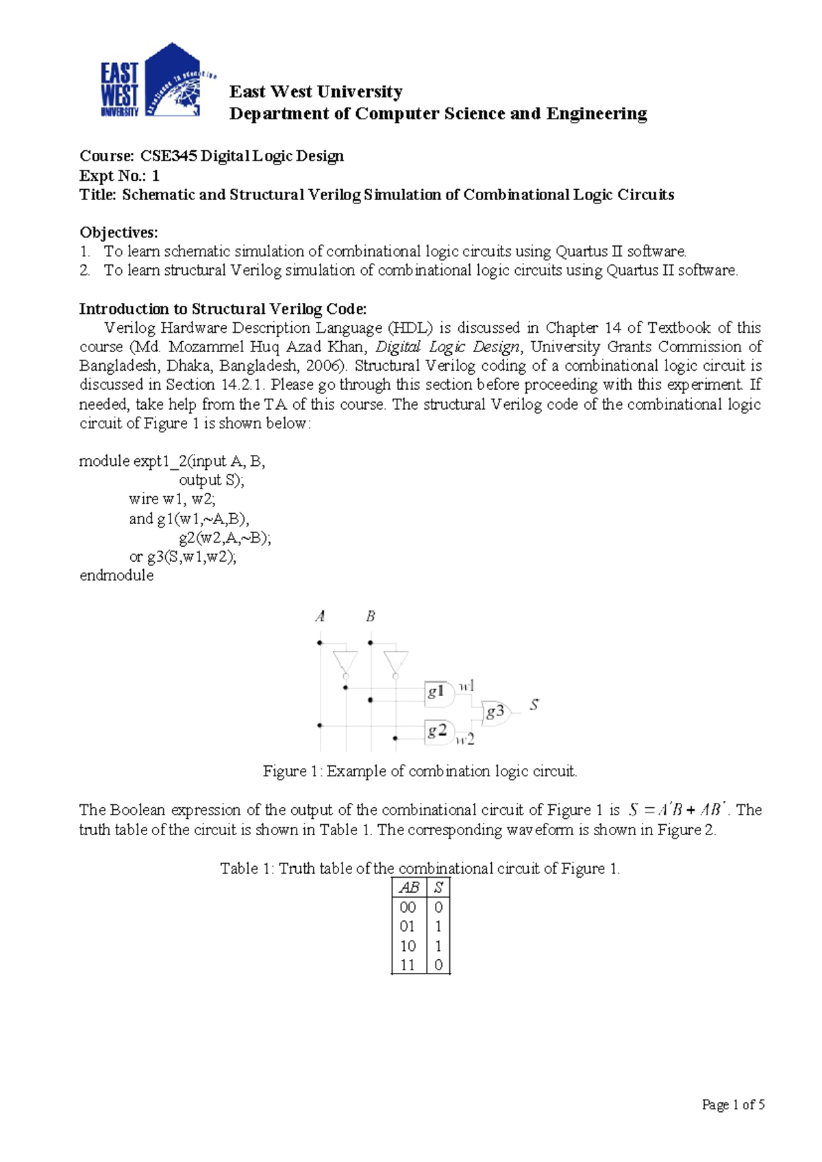 Lab one manual fall23 - East West University Department of Computer Science and Engineering ...