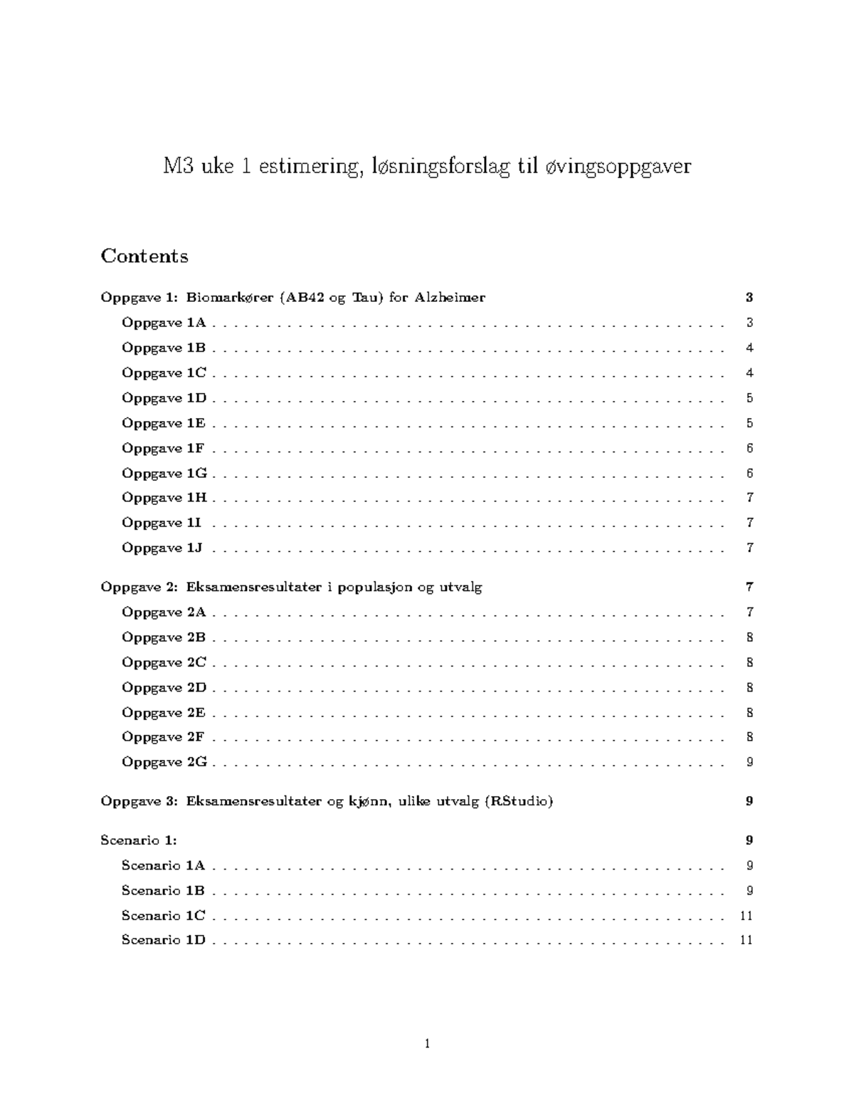 M3 uke1 est ov losn - Løsning - M3 uke 1 estimering, løsningsforslag ...