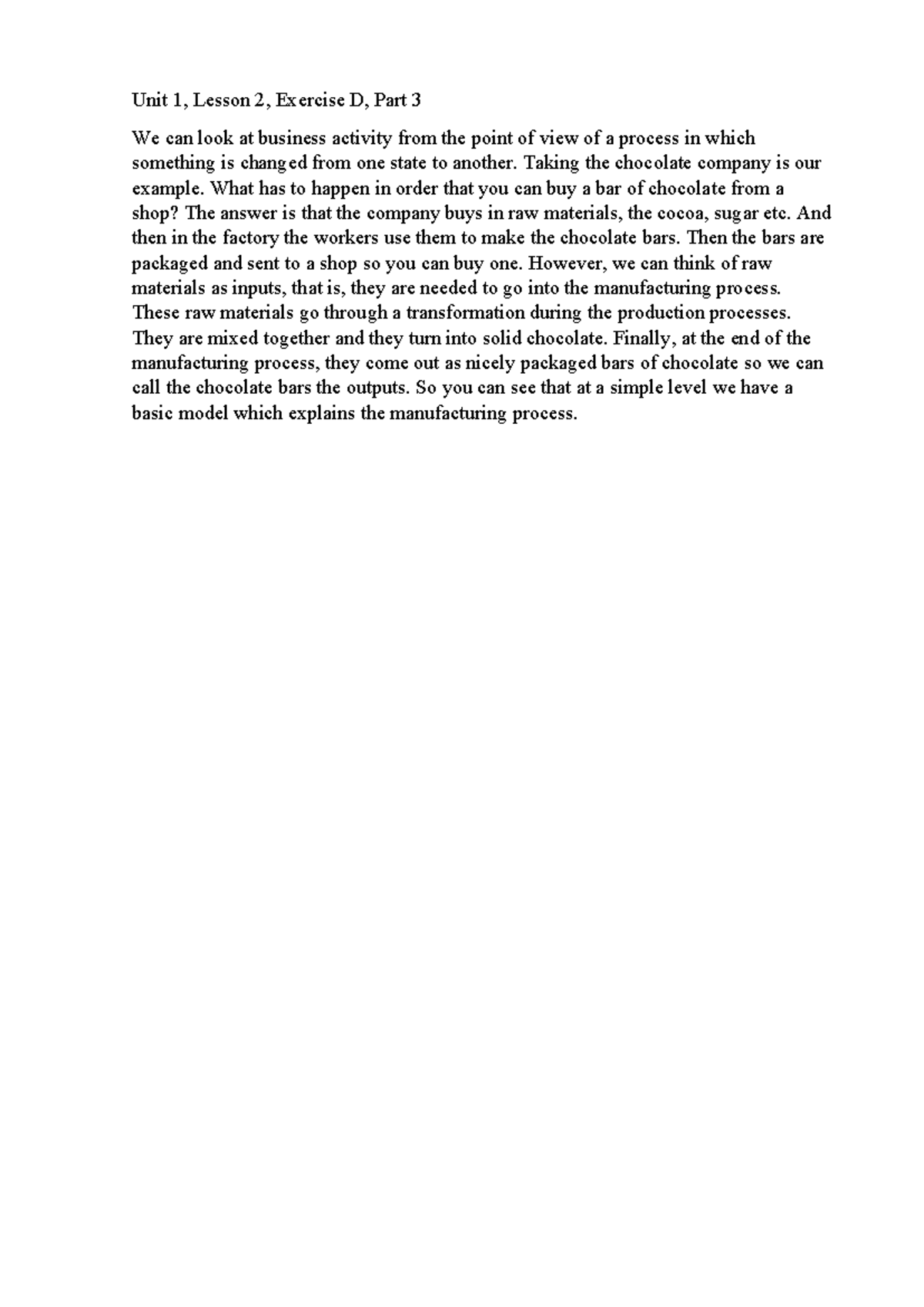 Transcript - Unit 1, Lesson 2, Exercise D, Part 3 - Unit 1, Lesson 2 ...