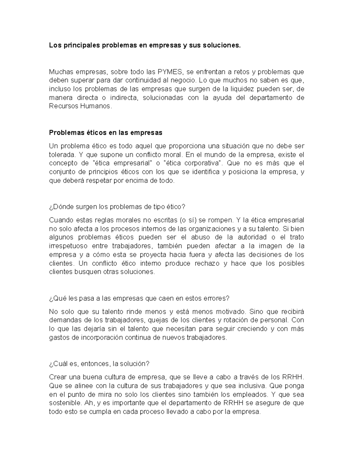 Los principales problemas en empresas y sus soluciones - Muchas ...