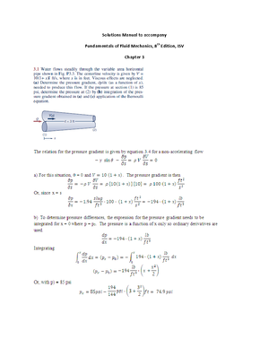 4 - munson's si version ch4 - fluid mechanics - Solutions Manual to accompany Fundamentals of ...