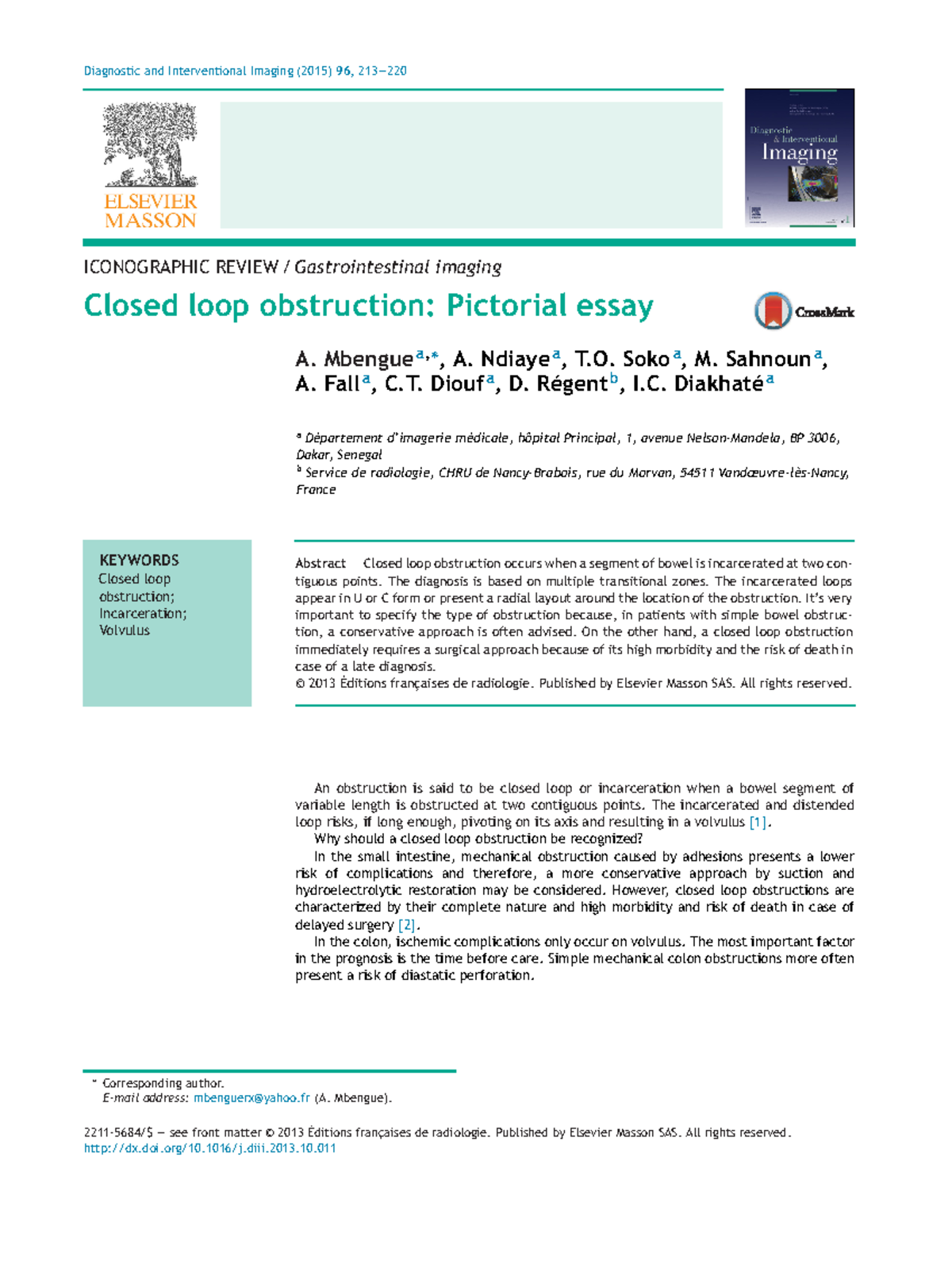 Closed loop obstruction - Diagnostic and Interventional Imaging (2015 ...