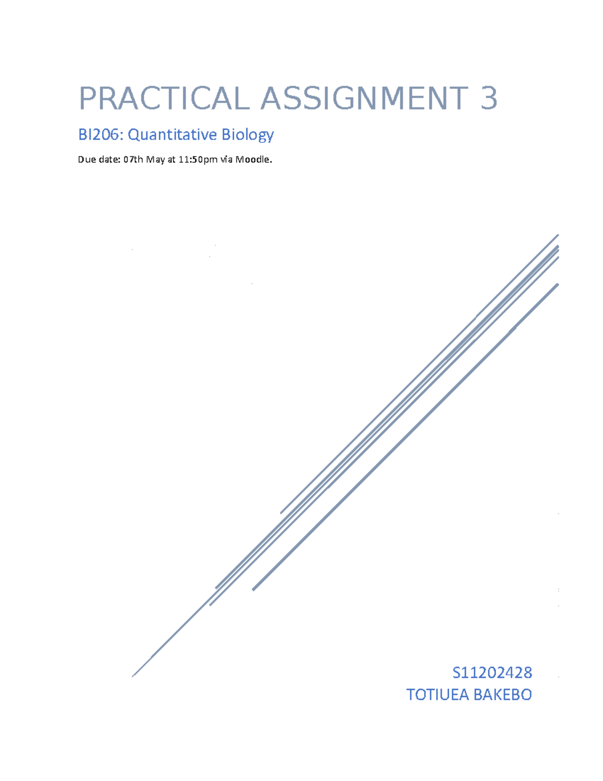 BI206 Practical assignment 3 - Quantitative biology - USP - Studocu