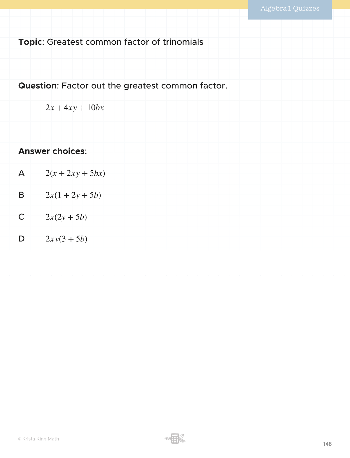 01 Greatest common a of trinomials - Topic: Greatest common factor of ...
