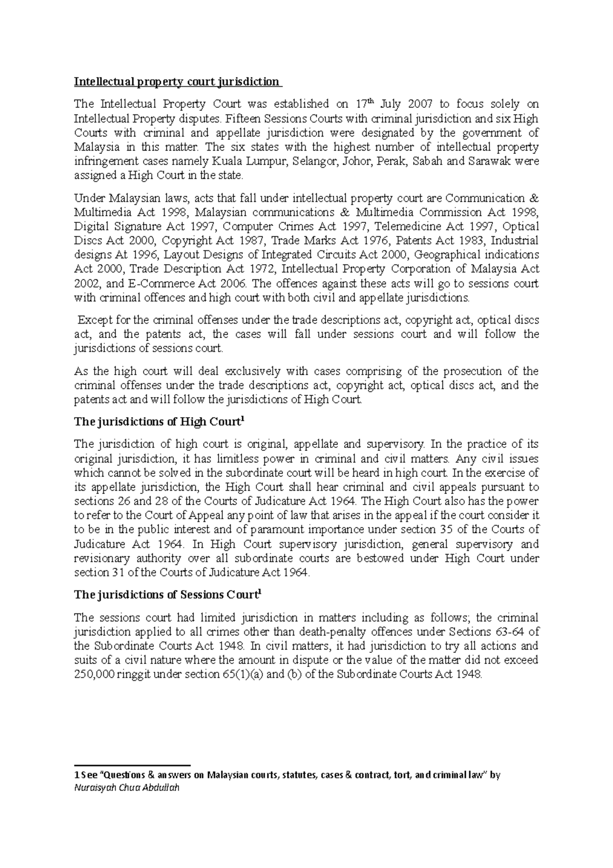 Mls juris - Intellectual property court jurisdiction The Intellectual ...