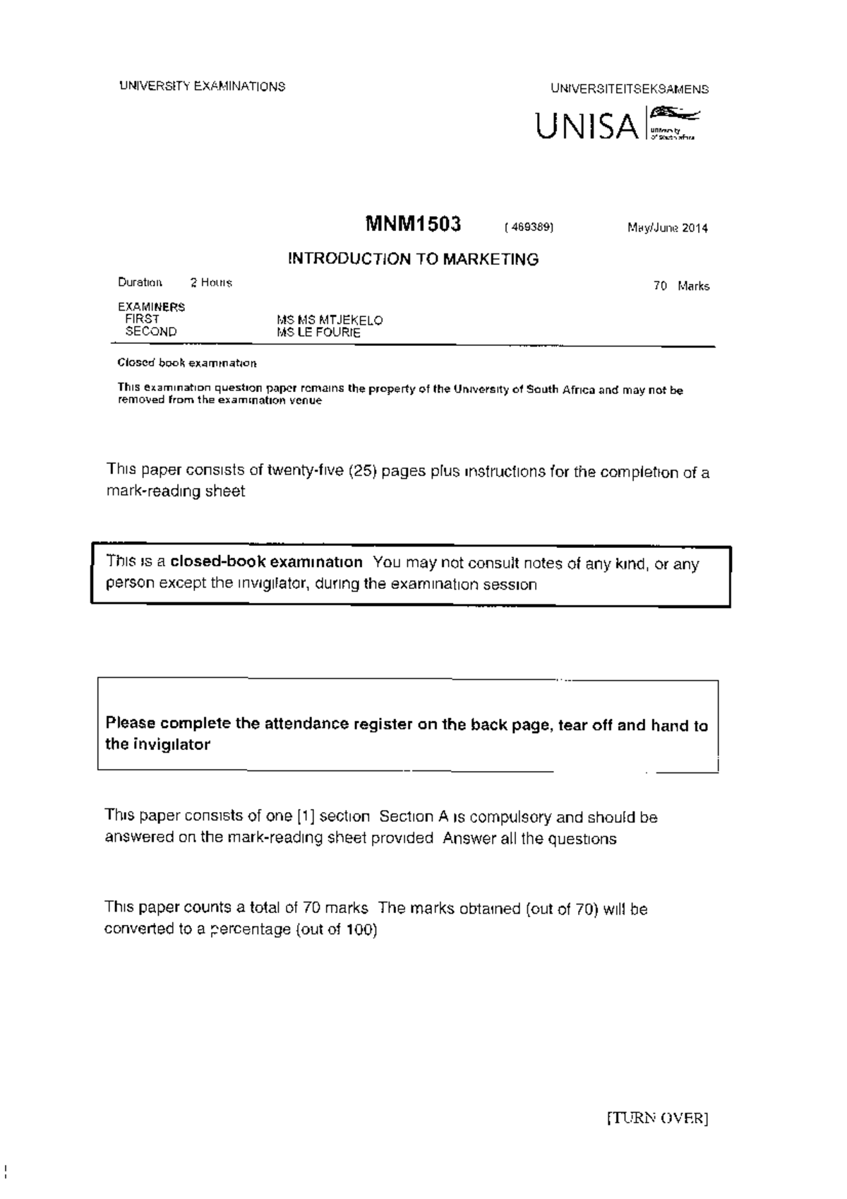 MNM1503 Past paper 3 - MNM 1503 - Studocu
