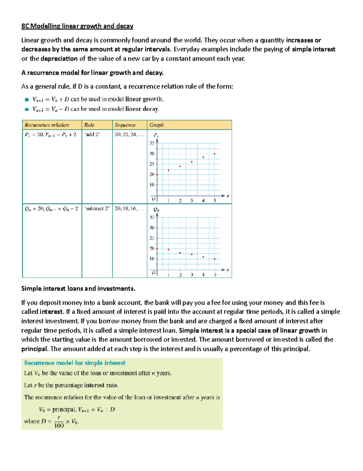 8C Modelling linear growth and decay - MATH1P98 - Unimelb - Studocu