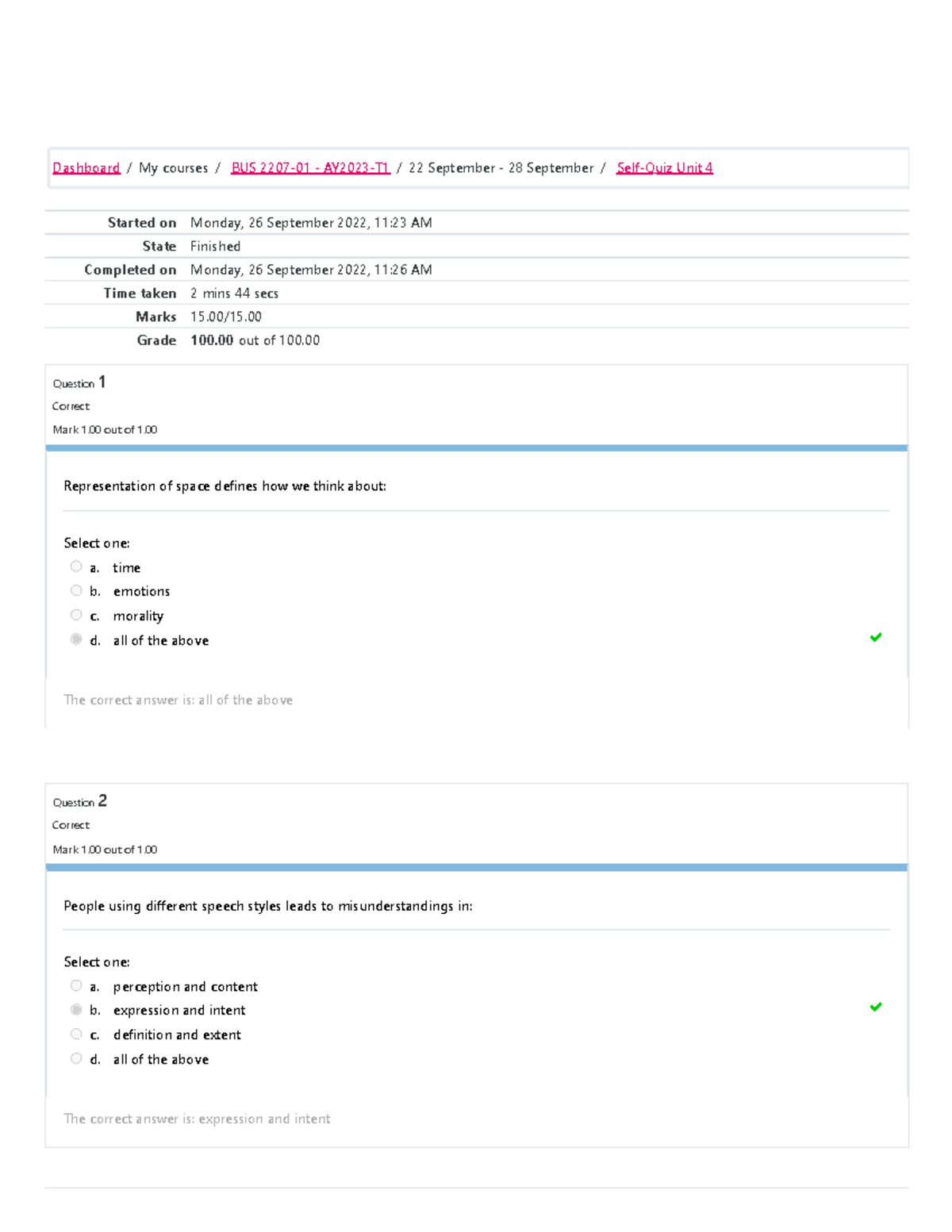 Multinational Management - BUS 2207-01 - Self-Quiz Unit 4 - Started on ...