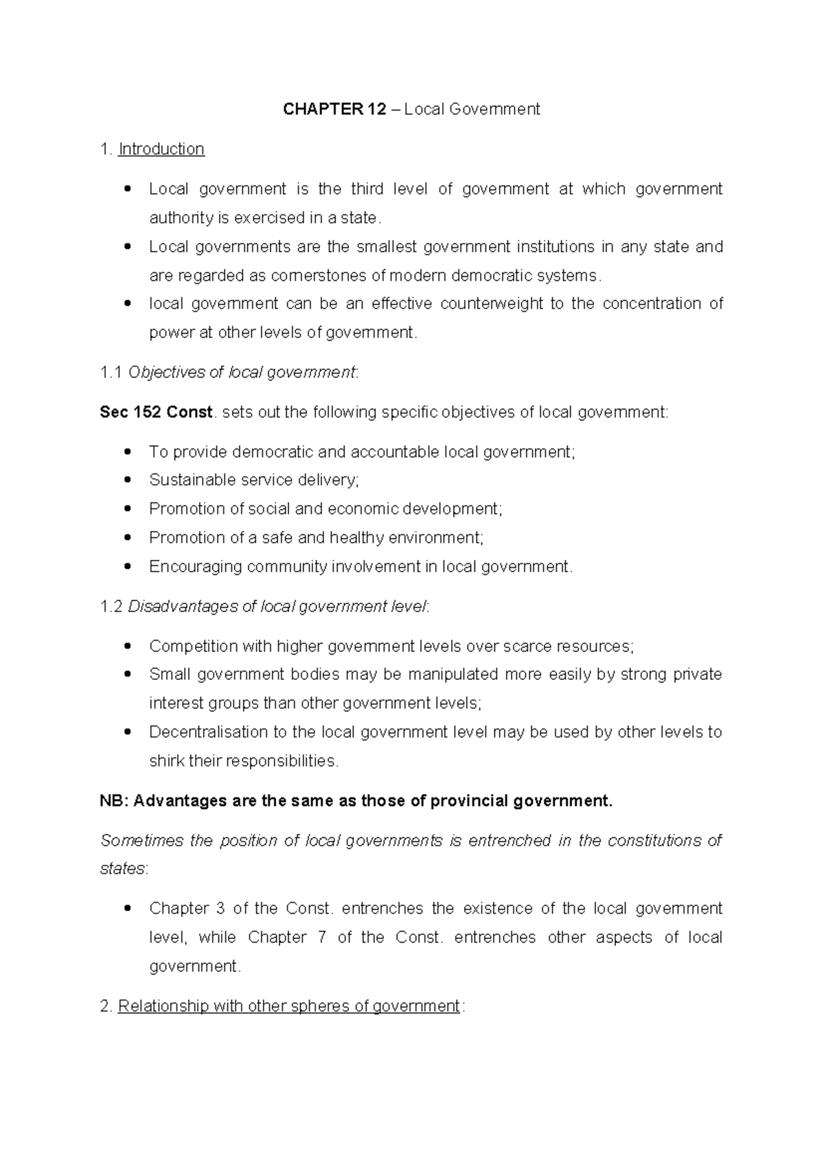 Chapter 12 - Local Government - CHAPTER 12 – Local Government ...