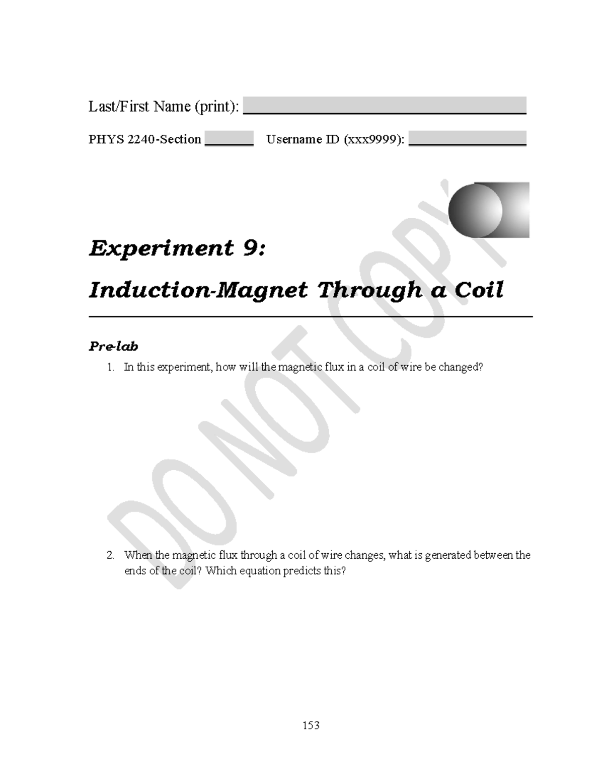 Experiment 9 Lab Manual - /DVW )LUVW 1DPH SULQW 3+