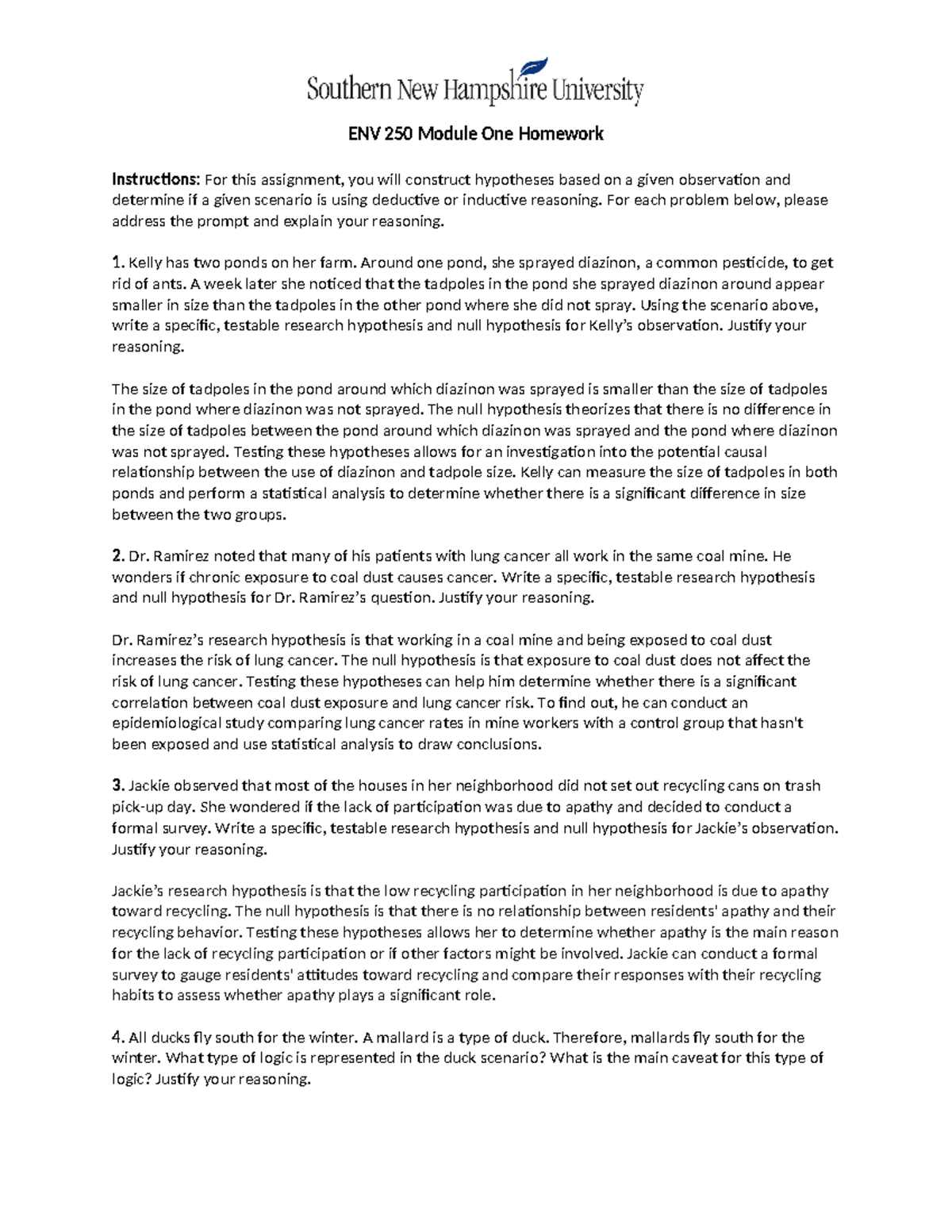 1-2 Module One Homework: The Scientific Method - ENV 250 Module One ...