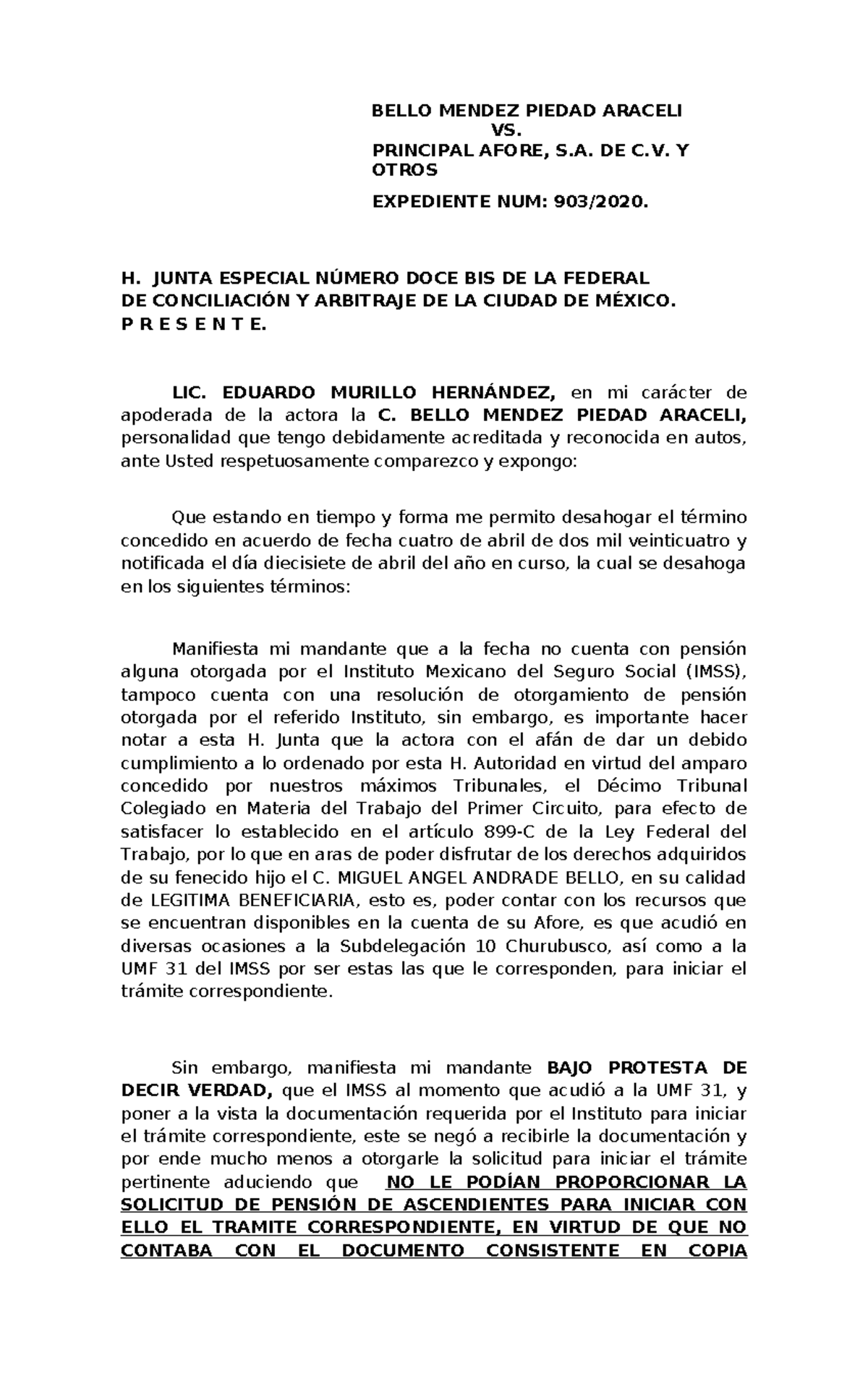 Bello Mendez Piedad Araceli termino - BELLO MENDEZ PIEDAD ARACELI VS ...