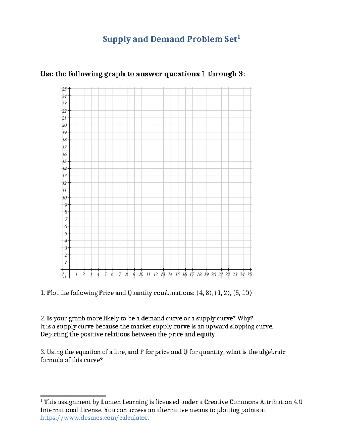 03+Supply+and+Demand - Supply and Demand Problem Set 1 Use the ...