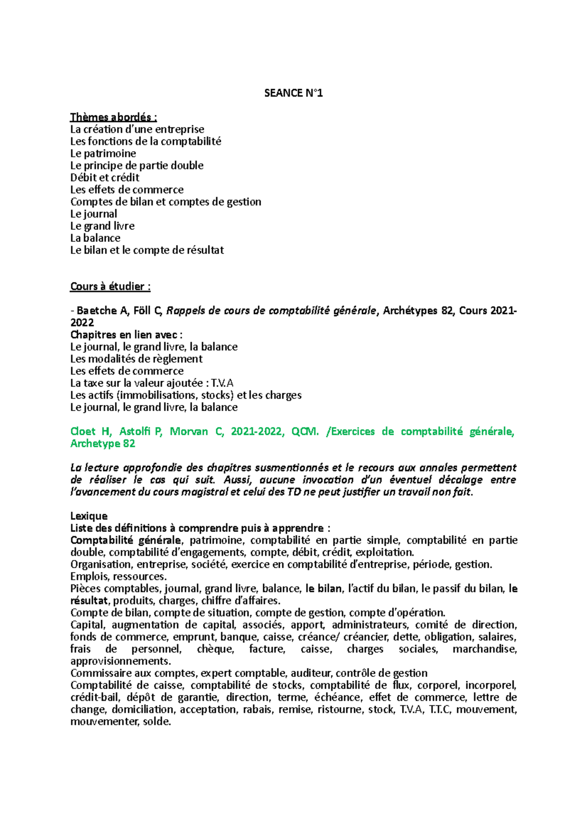 Sujet 1 Séance 1 Cas 1 Enoncé 2021 + Correction - SEANCE N° Thèmes ...