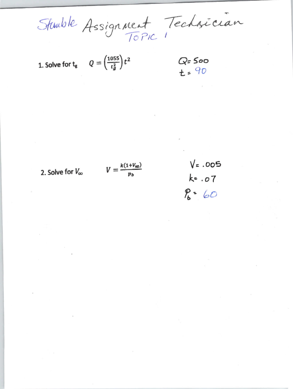 New Revised Stumble Assignment Topic 1 Technician - MATH 2317 - Studocu