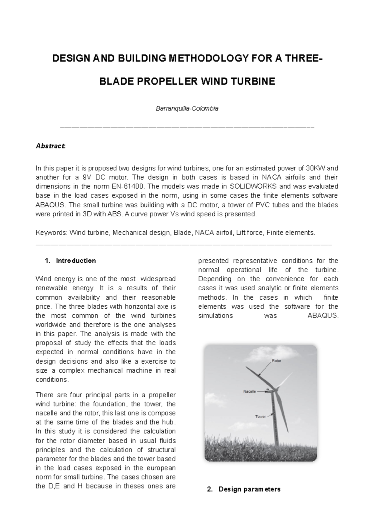 Three- Blade Propeller WIND Turbine infomre - DESIGN AND BUILDING ...