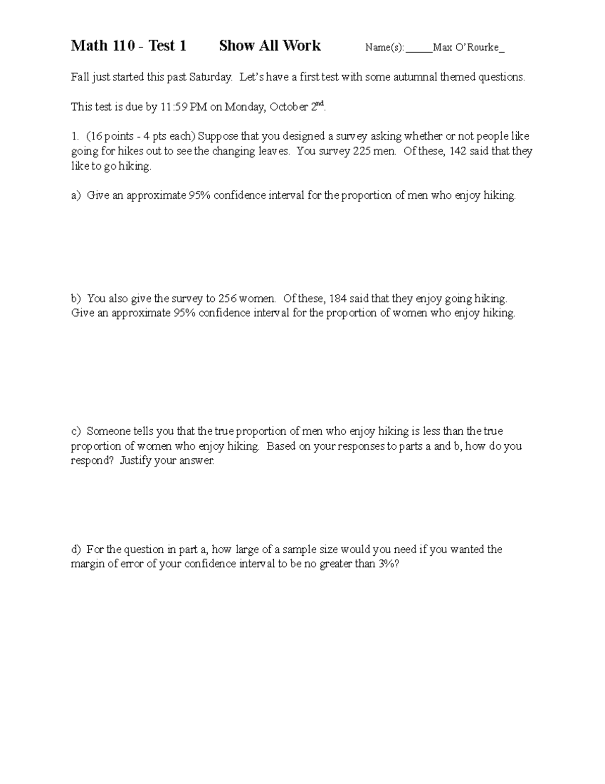 Max O'Rourke - 110test1 - Math 110 - Test 1 Show All Work Name(s ...