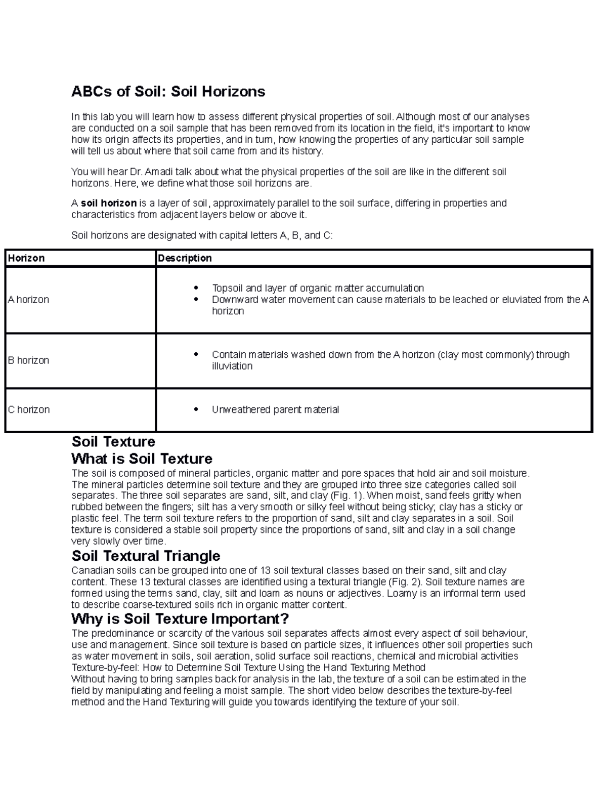 ABCs of Soil - soil notes - ABCs of Soil: Soil Horizons In this lab you ...