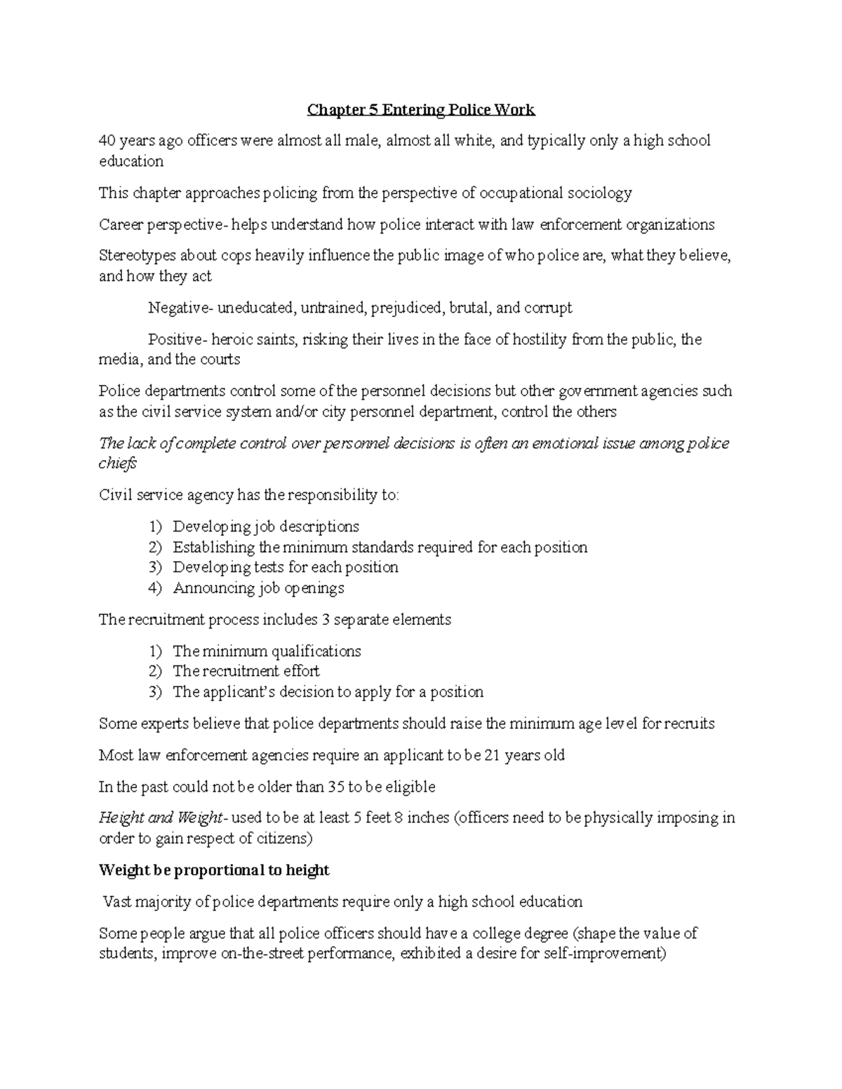 Chapter 5 Entering Police Work - Studocu