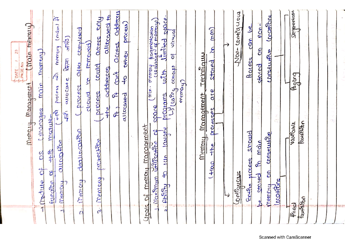 Os memory Management - Cmputer Science And Engineering - Studocu