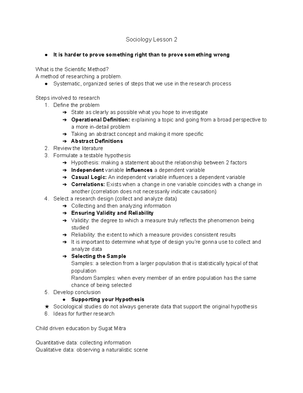 Sociology 2 - Dr. Sarah Duni - Sociology Lesson 2 It is harder to prove ...