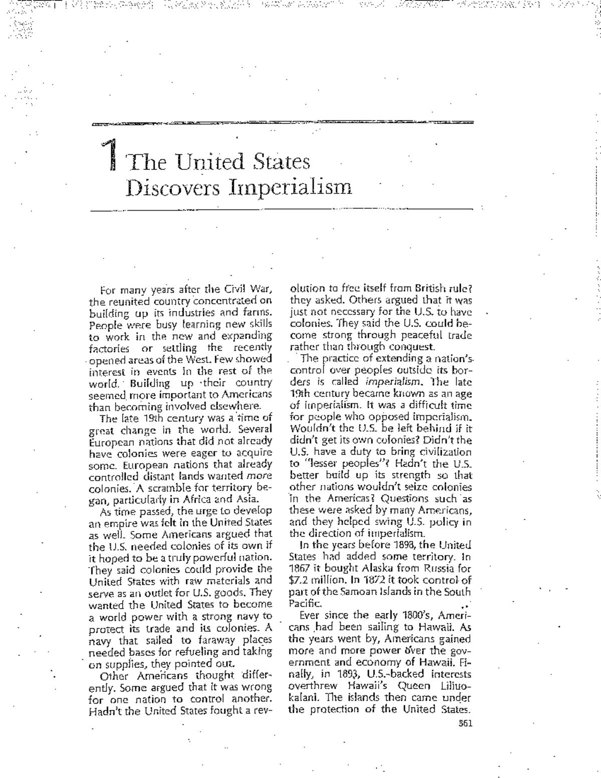 Imperialism reading - nkl - Studocu